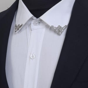 Triangle Collar Pins With Chain, Silver Gold Brooch - Etsy