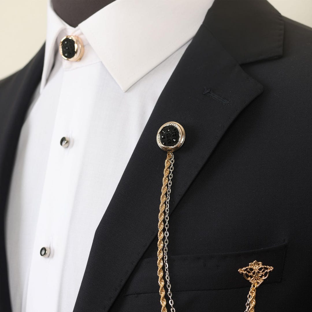 Handmade Gold Chain Jacket Brooch, Lapel Chain Pin, Men's Women's ...