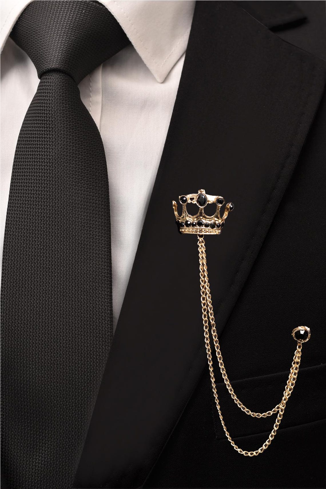 Handmade King Crown Lapel Chain Brooch, Gold & Silver, Wedding Gift - Etsy