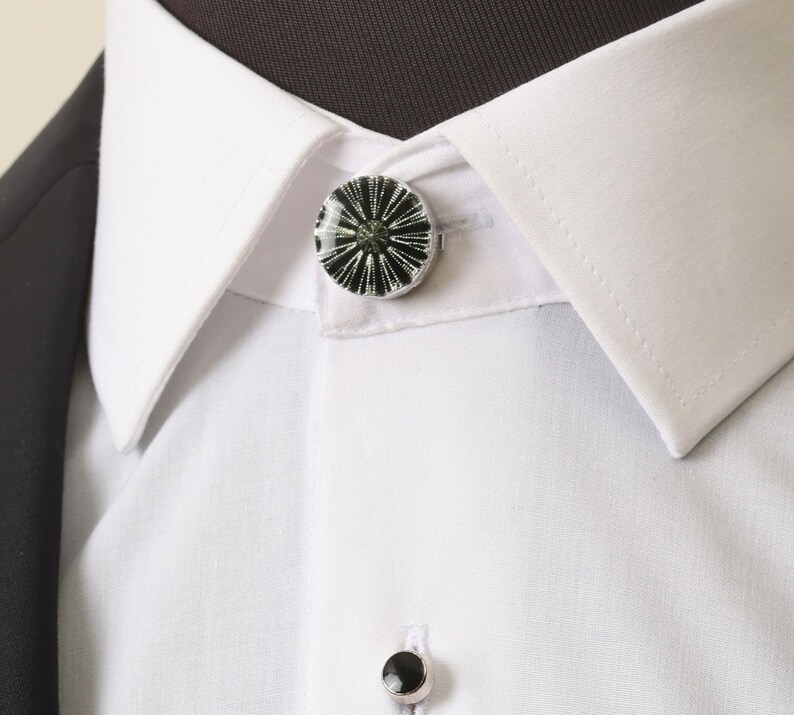 Handmade Silver Chain Collar Brooch, Shirt Button Cover Cufflink Set - Etsy