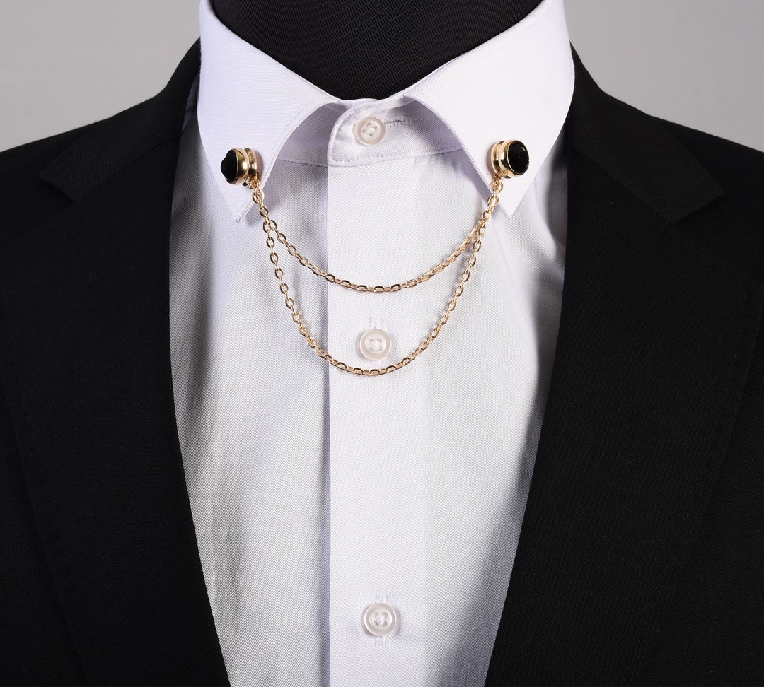 3 Color Gemstone Handmade Lapel Pin Chain, Men's Lapel Pin Chain, Gift ...