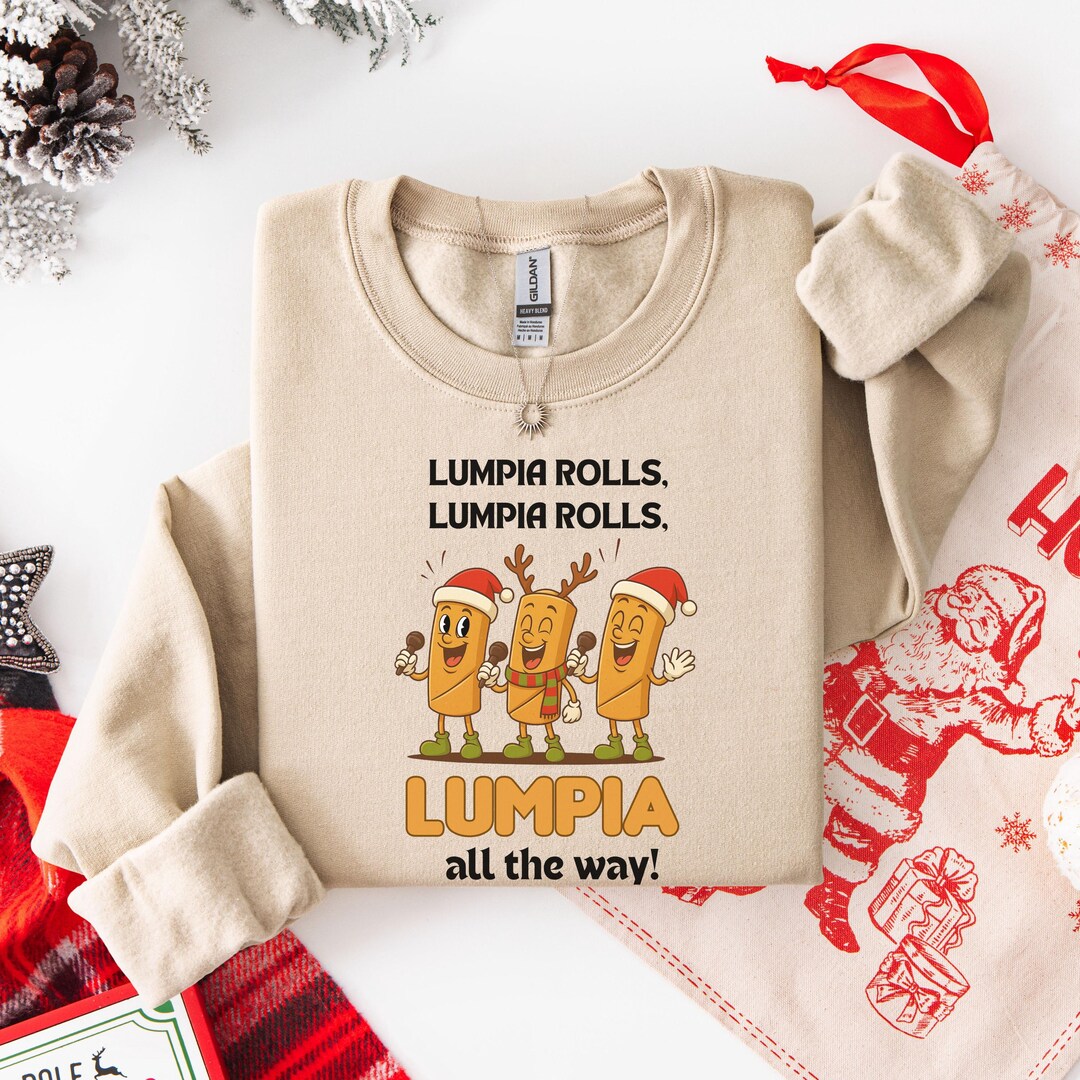 Funny Filipino Christmas Lumpia Rolls Sweatshirt, Paskong Pinoy Ugly ...