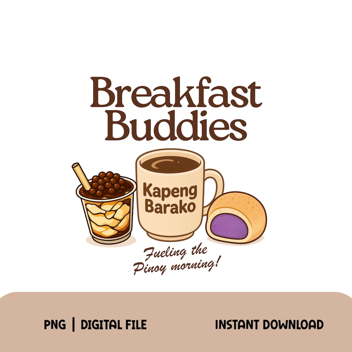 Filipino Breakfast PNG | Kape Taho Pandesal | Pinoy Foodie Sticker ...