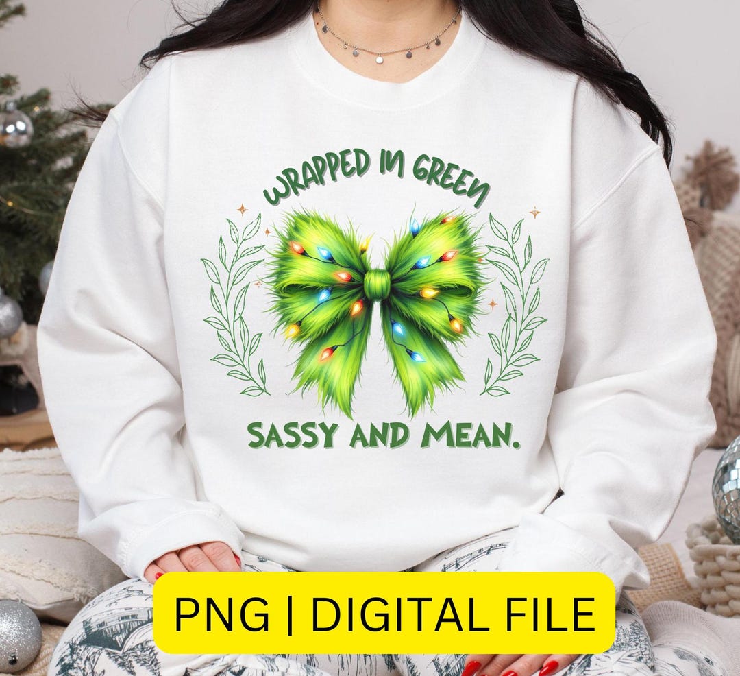 Funny Grinch Christmas PNG | Sassy Grinch Ribbon Design | Grinch Ribbon ...