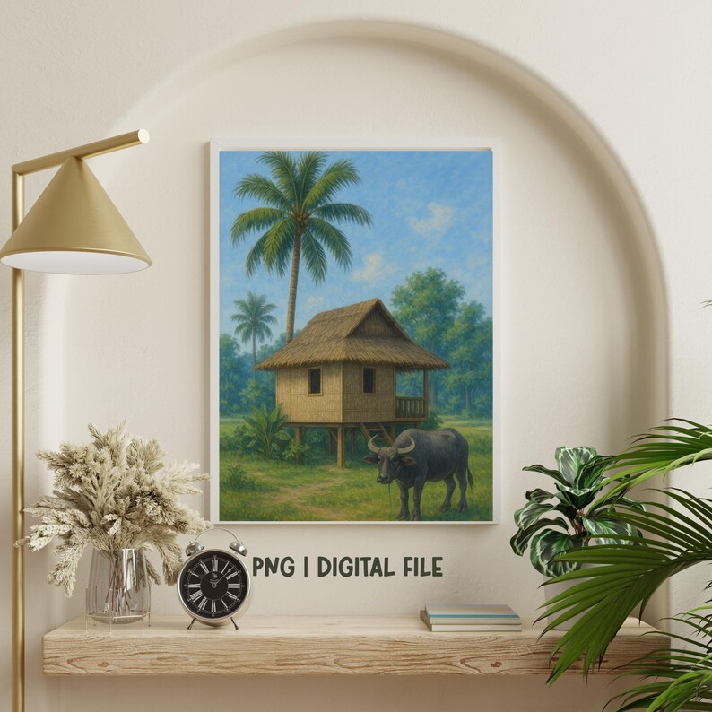 Bahay Kubo Art Print: Filipino Heritage Scene (digital Download PNG ...
