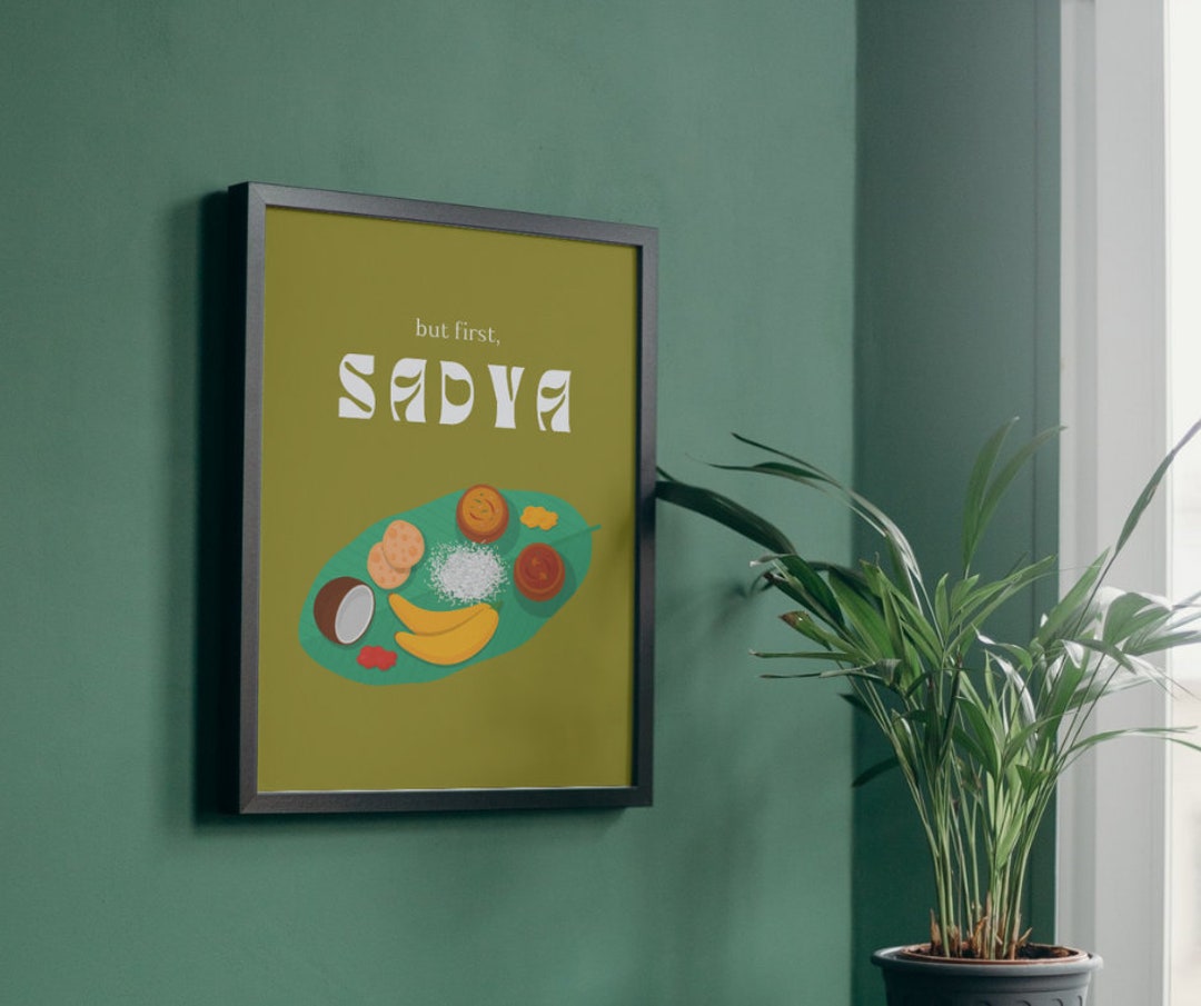 Kerala Sadya Digital Art Poster, Onam Illustration, Modern Indian Art ...