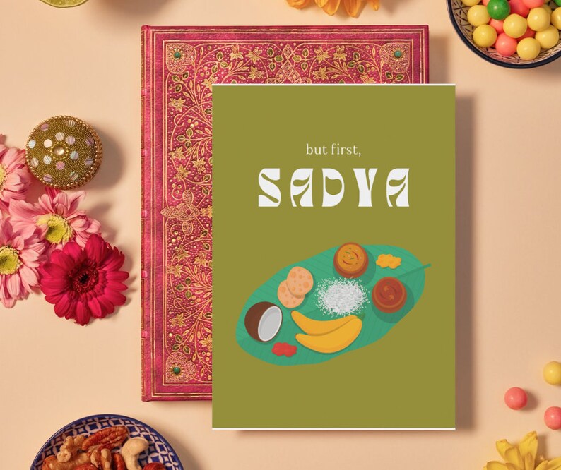 Kerala Sadya Digital Art Poster, Onam Illustration, Modern Indian Art ...