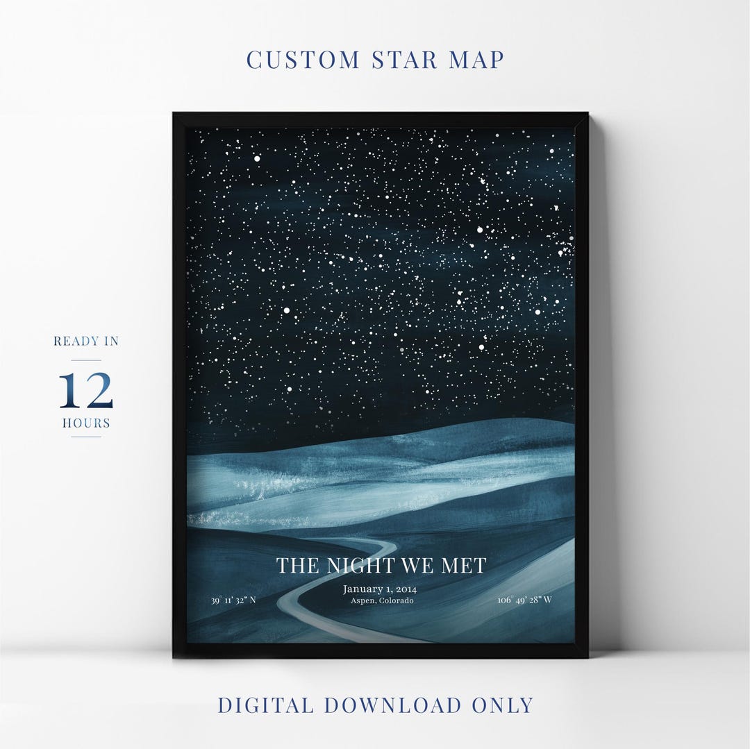 Digital Custom Star Map, Special Date Gift, Wedding Star Map ...