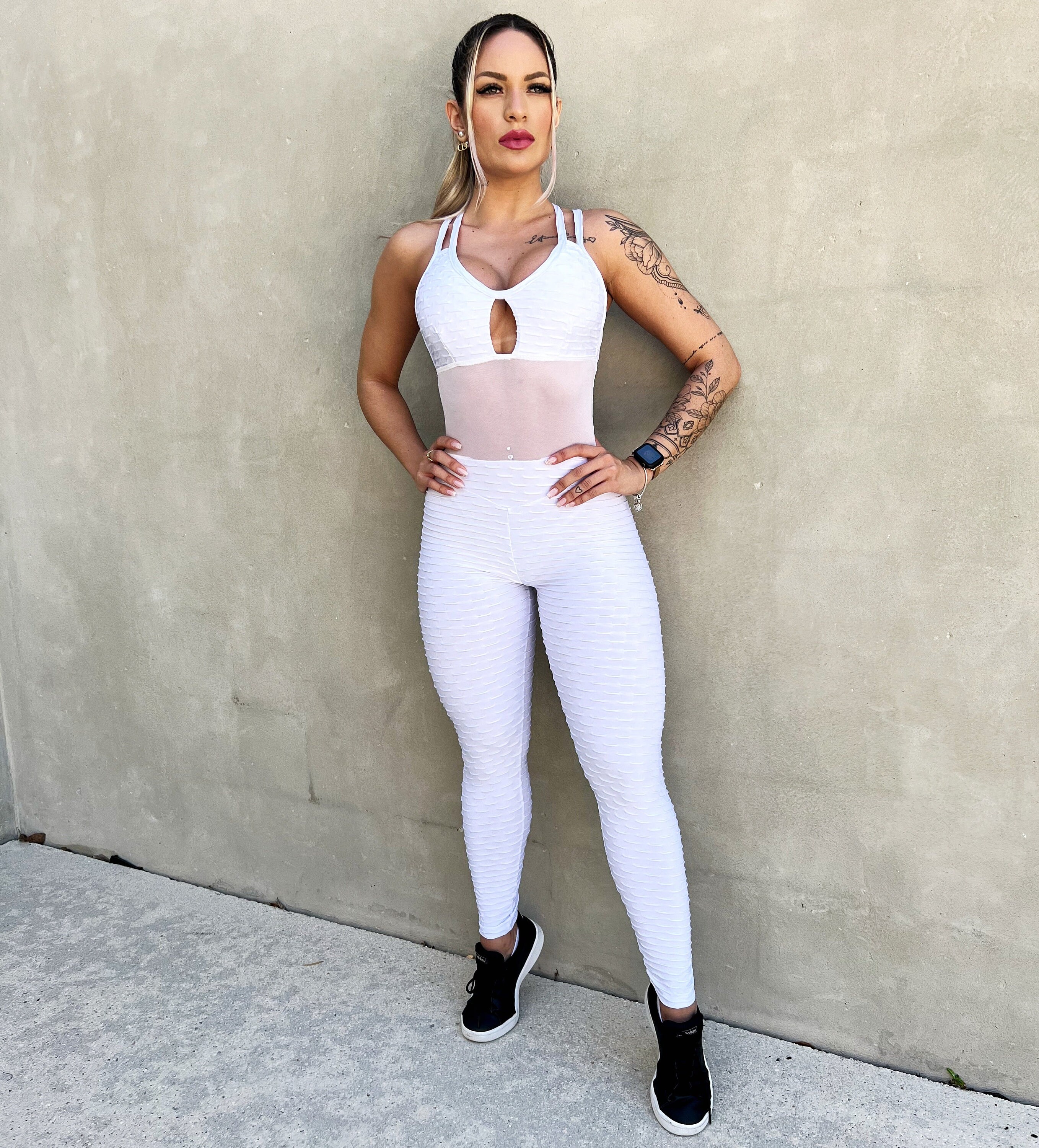 Scrunch Booty Mesh Texture Wave White Jumpsuit - Etsy