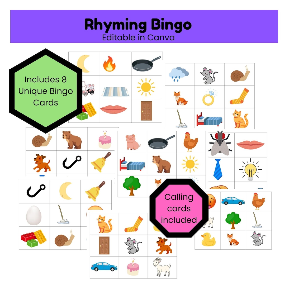 Rhyming Bingo Game for Preschool | Phonemic Awareness | DIGITAL ...