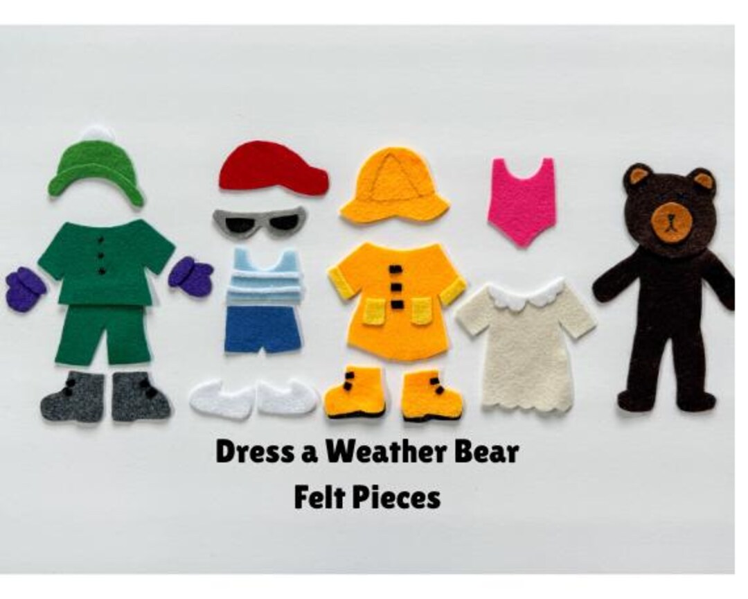 Dress up Weather Bear Felt Pieces - Preschool - Etsy UK