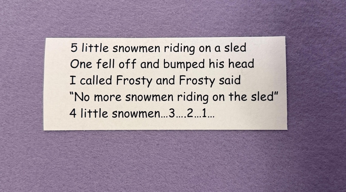 5 Little Snowmen Felt Poem - Preschool - Storyretelling - Snowman - Etsy