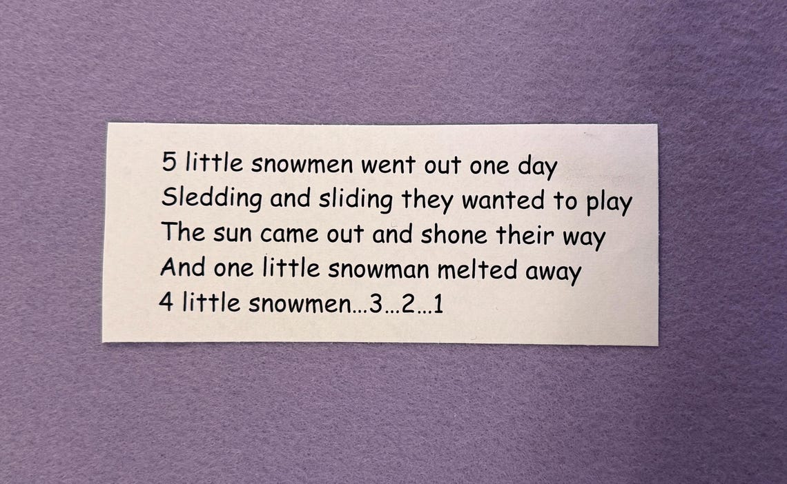 5 Little Snowmen Felt Poem - Preschool - Storyretelling - Snowman - Etsy