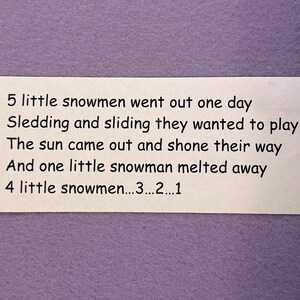 5 Little Snowmen Felt Poem - Preschool - Storyretelling - Snowman - Etsy