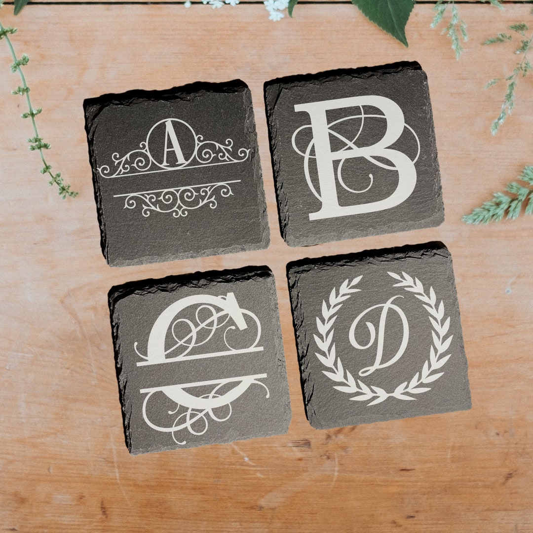 Custom Engraved and Monogrammed Stone Coasters Housewarming, Wedding ...