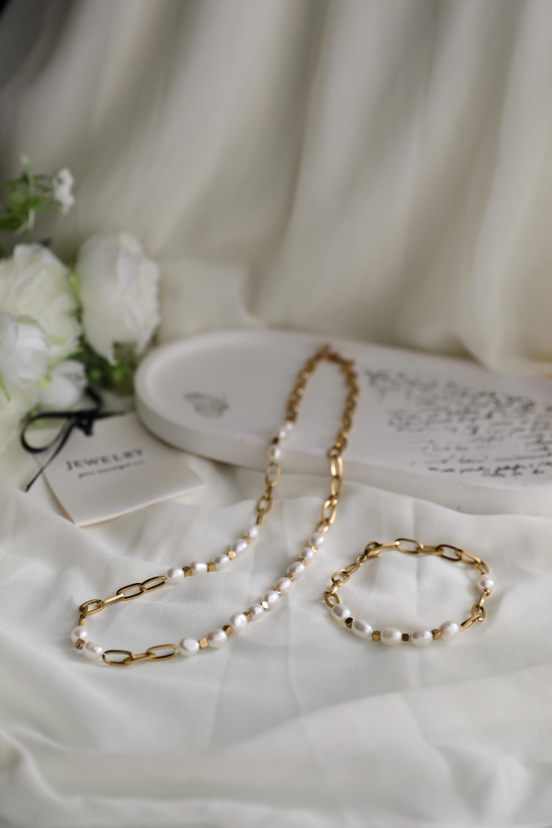 Versatile Gold and Pearl Convertible Jewelry Set / Necklace And/or ...