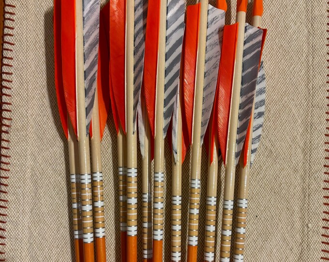 12 Hand Painted Port Orford Cedar Wood Arrows. WEIGHT MATCHED, 50-55 ...