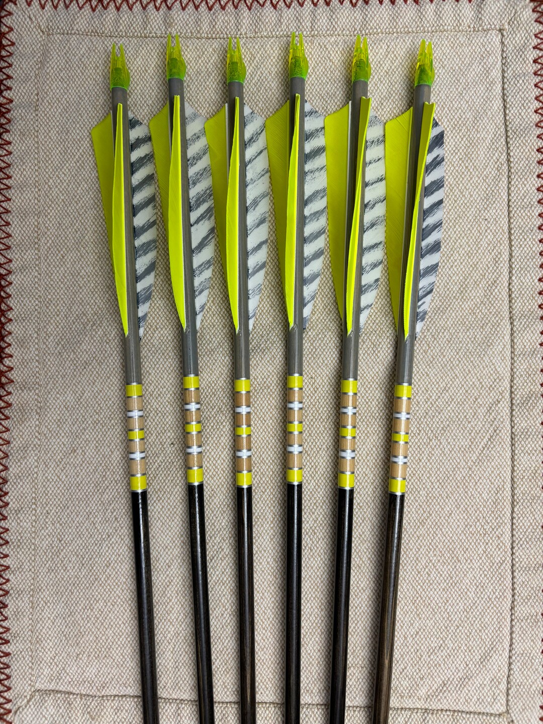 6 Hand Painted Port Orford Cedar Wood Arrows. WEIGHT MATCHED, 40-45 ...