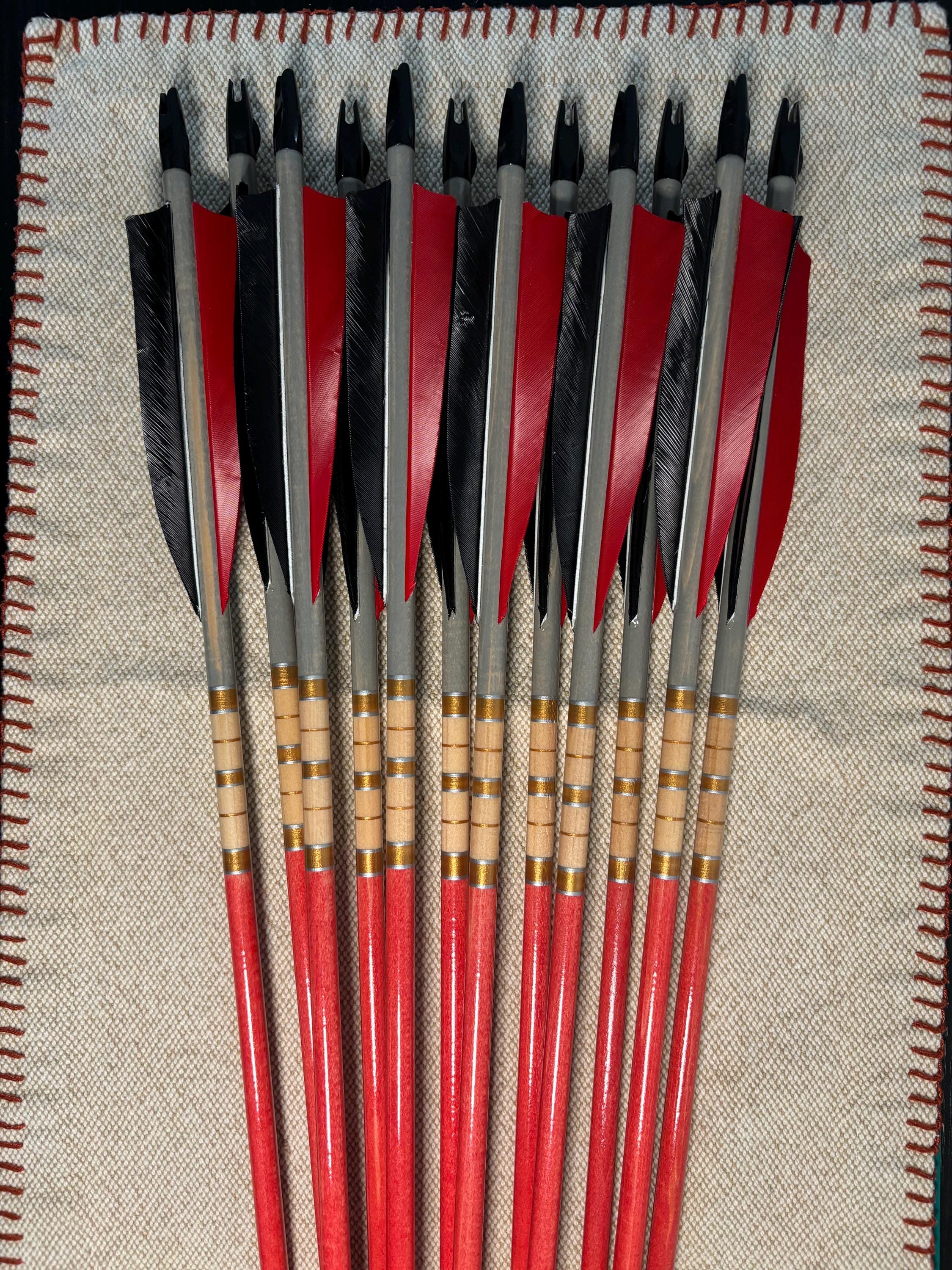 12 Hand Painted Port Orford Cedar Wood Arrows. WEIGHT MATCHED, 50-55 ...