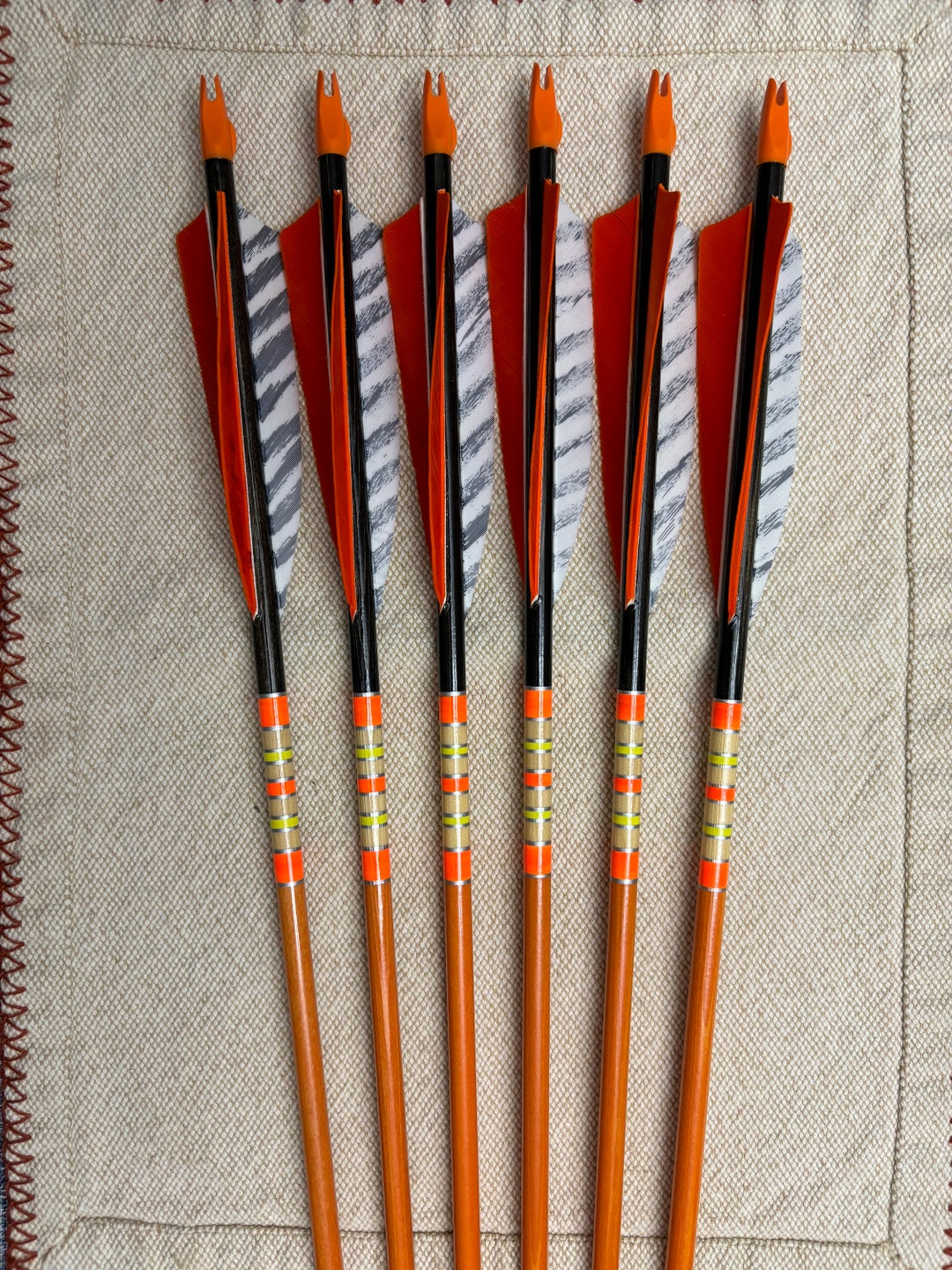 6 Hand Painted Port Orford Cedar Wood Arrows. WEIGHT MATCHED, 45-50 ...