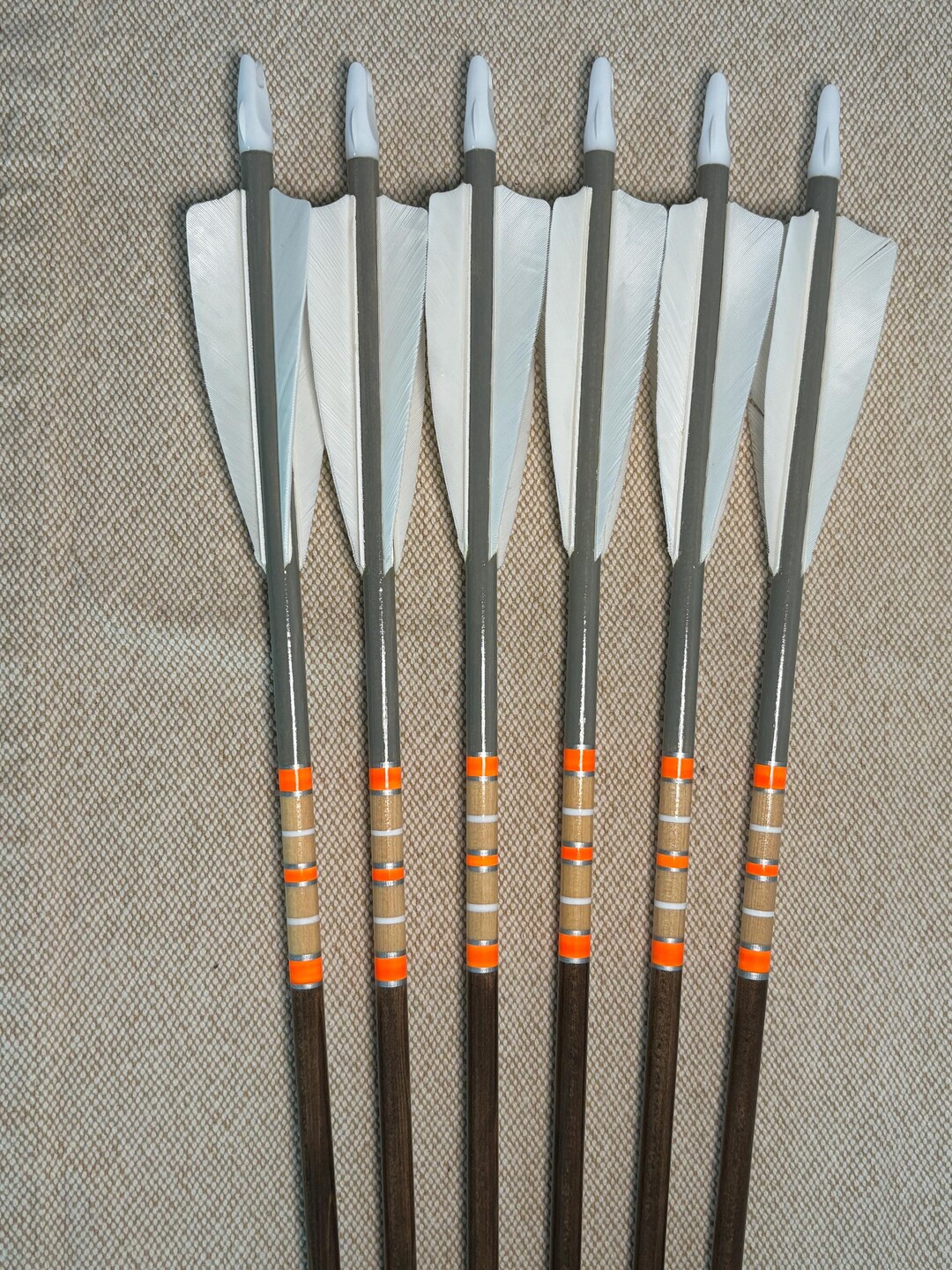6 Hand Painted Port Orford Cedar Wood Arrows. WEIGHT MATCHED, 45-50 ...