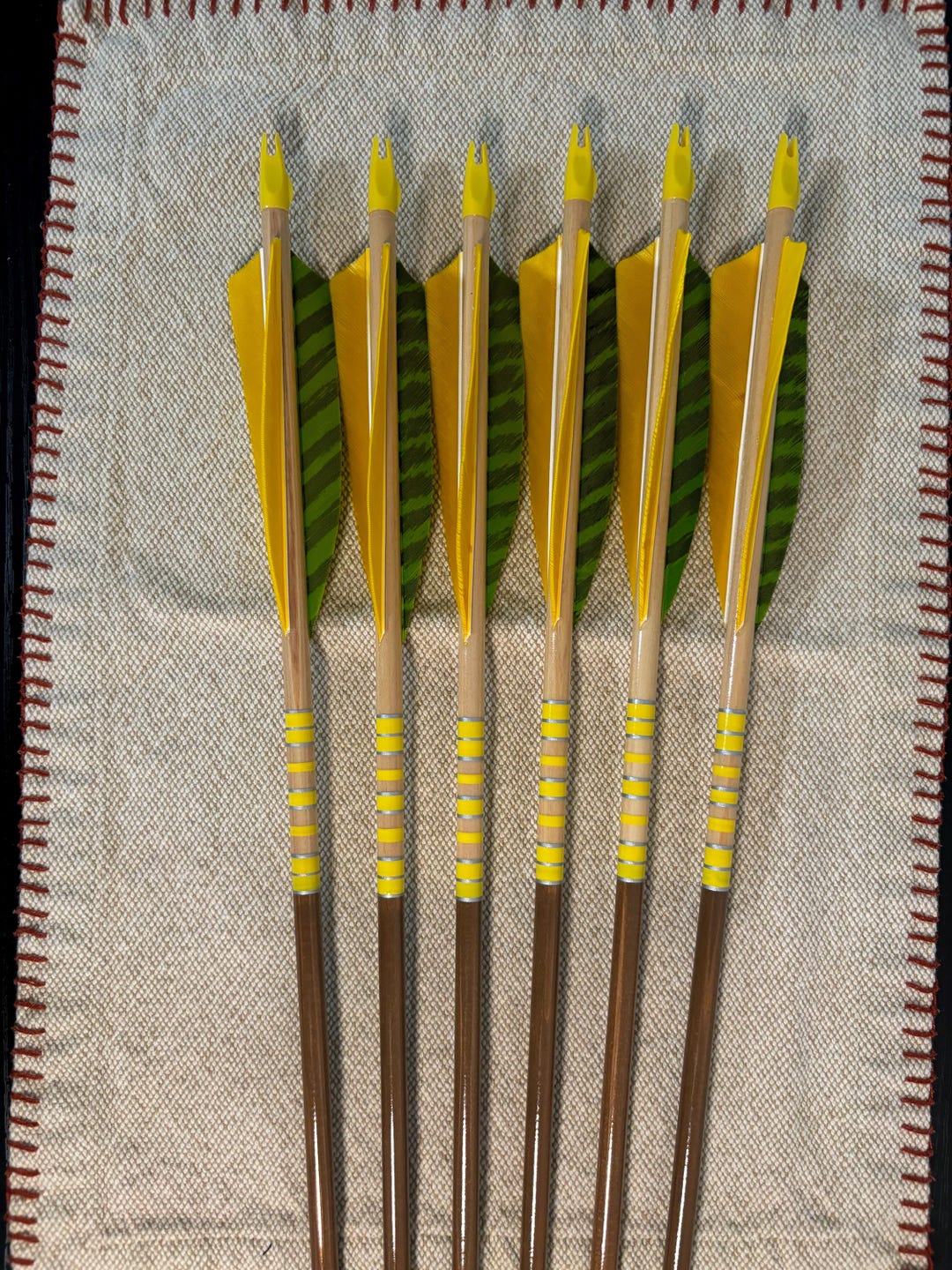 6 Hand Painted Port Orford Cedar Wood Arrows. WEIGHT MATCHED, 45-50 ...