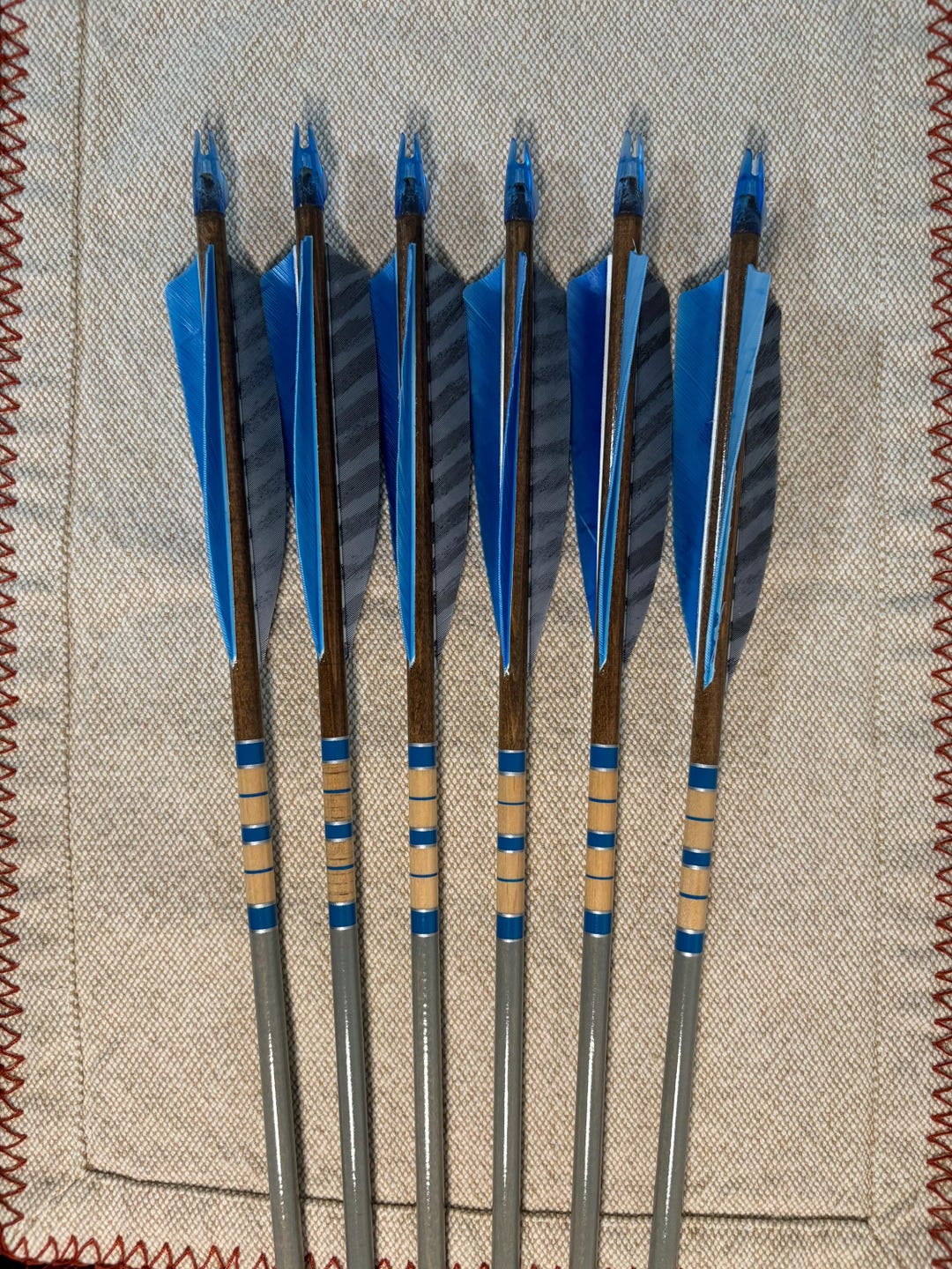 6 Hand Painted Port Orford Cedar Wood Arrows. WEIGHT MATCHED, 50-55 ...