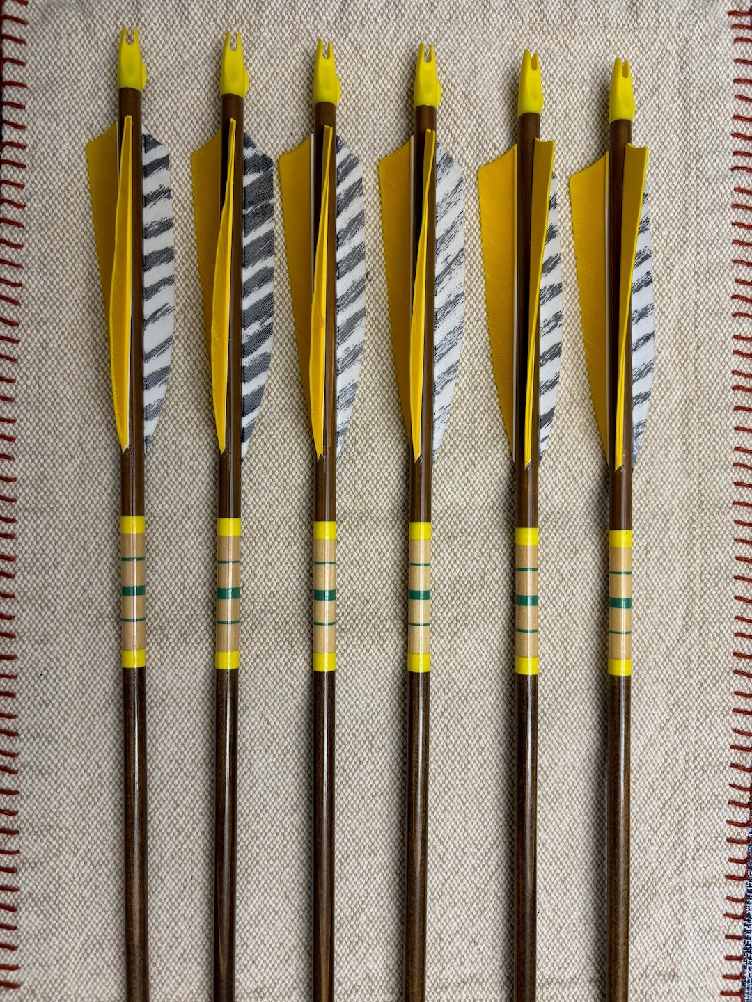 6 Hand Painted Port Orford Cedar Wood Arrows. WEIGHT MATCHED, 40-45 ...
