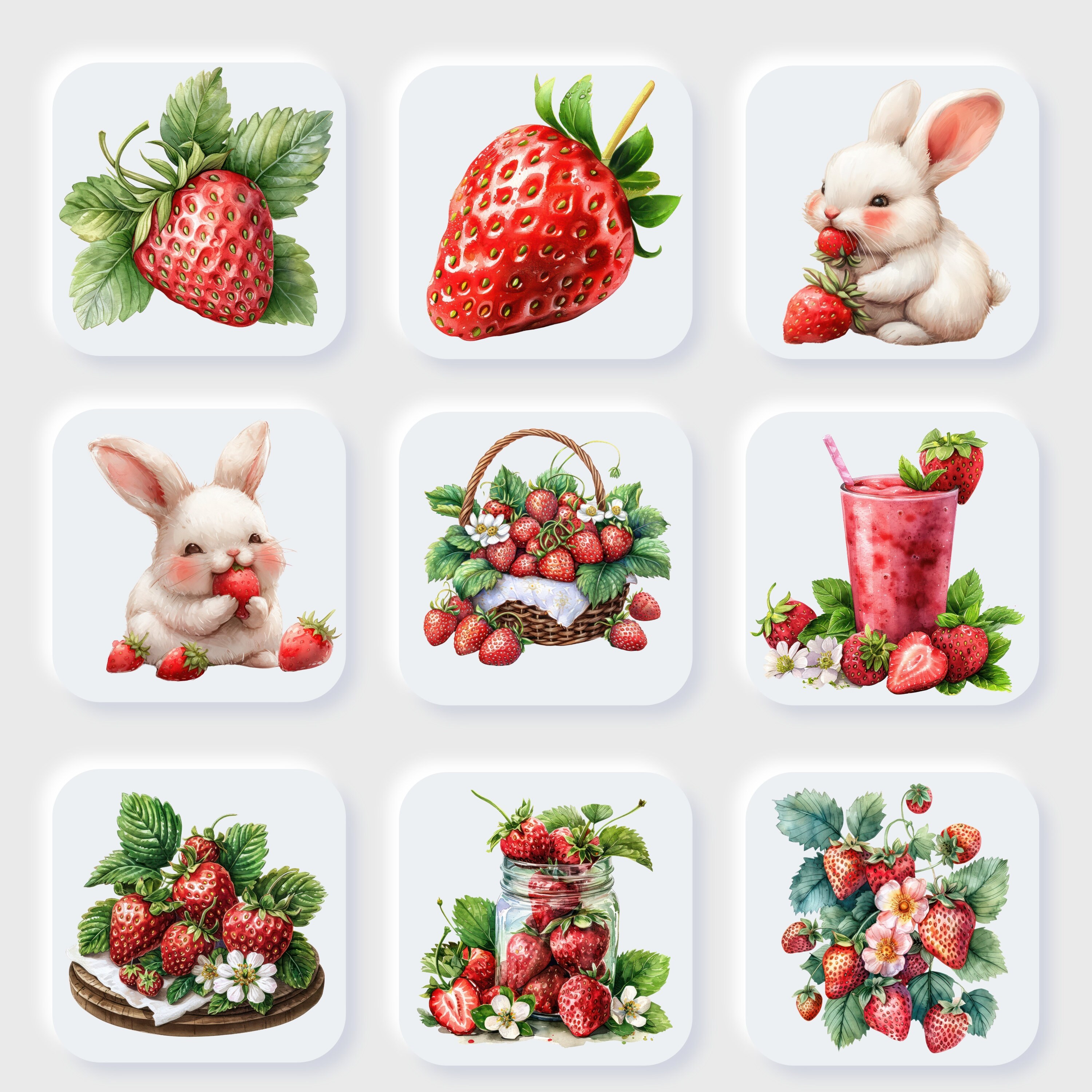 Watercolor Strawberry Clipart, Strawberry PNG, Summer Fruit Berries ...