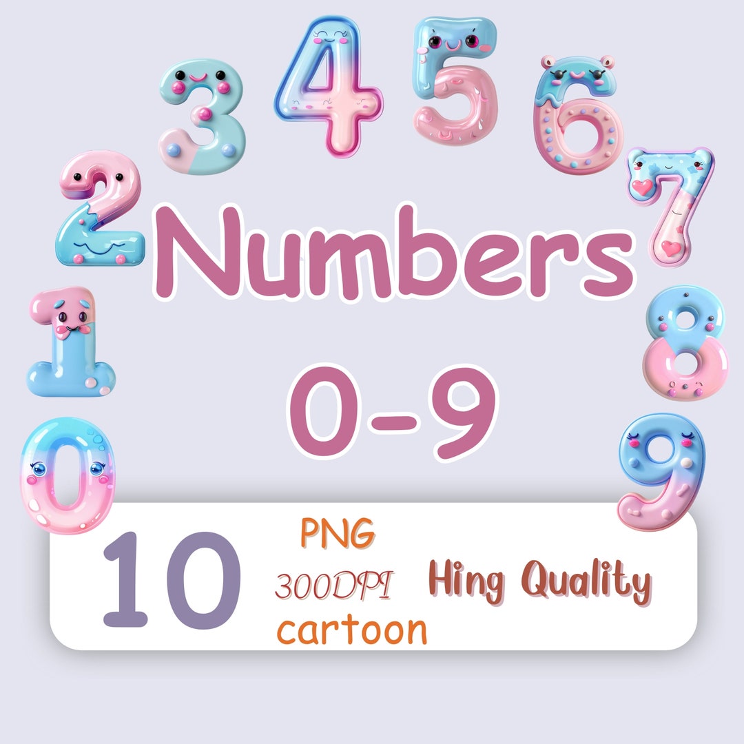 Watercolor Numbers Clipart, PNG Individual Images, Commercial Use ...