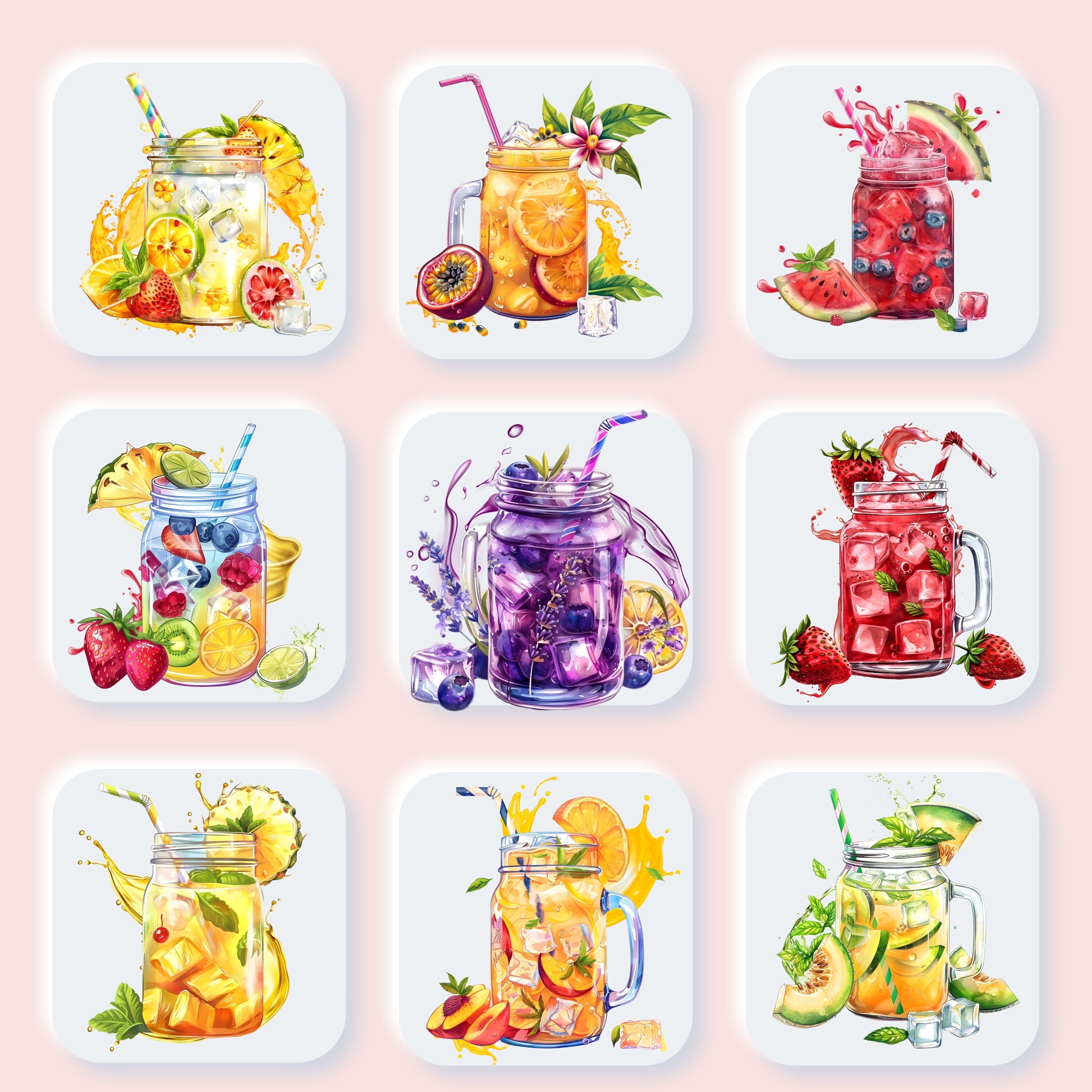 17 PNG Summer Fruit Juice Clipart-watercolor Fruit Juice & Beverages ...