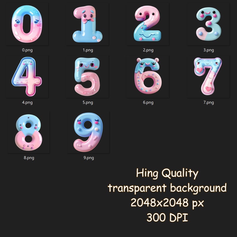 Watercolor Numbers Clipart, PNG Individual Images, Commercial Use ...