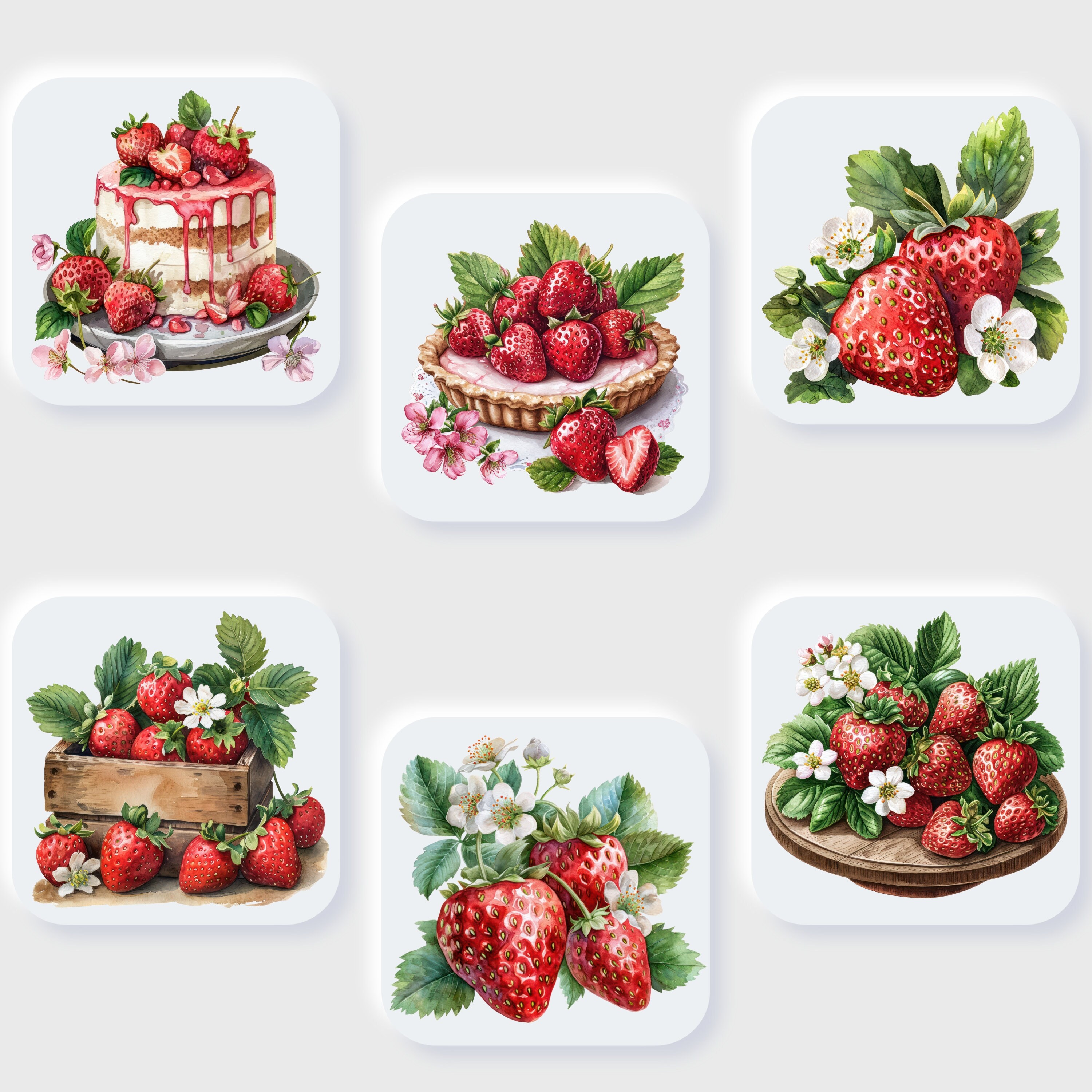 Watercolor Strawberry Clipart, Strawberry PNG, Summer Fruit Berries ...