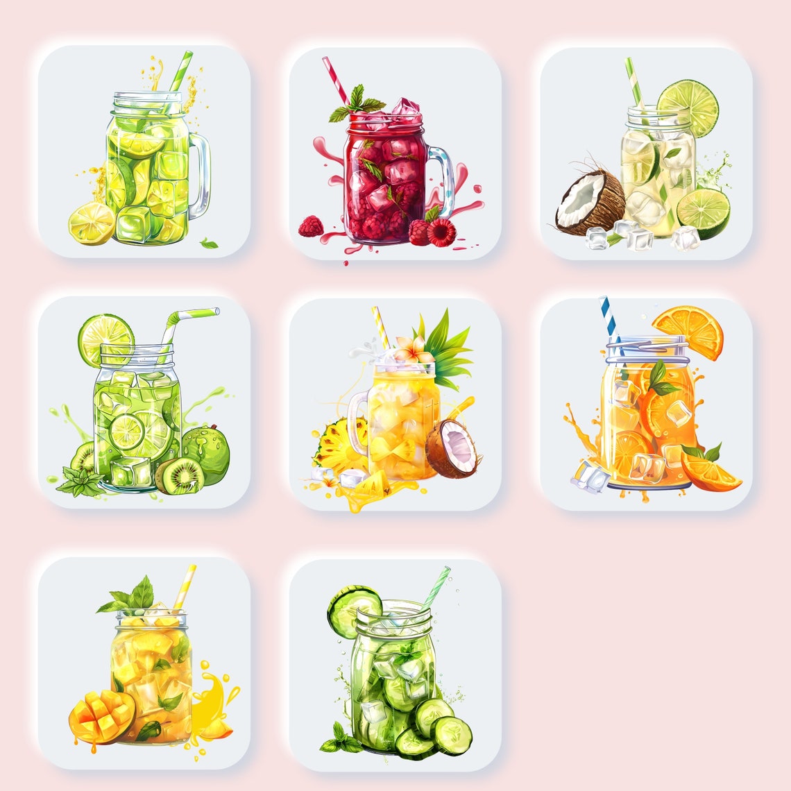 17 PNG Summer Fruit Juice Clipart-watercolor Fruit Juice & Beverages ...