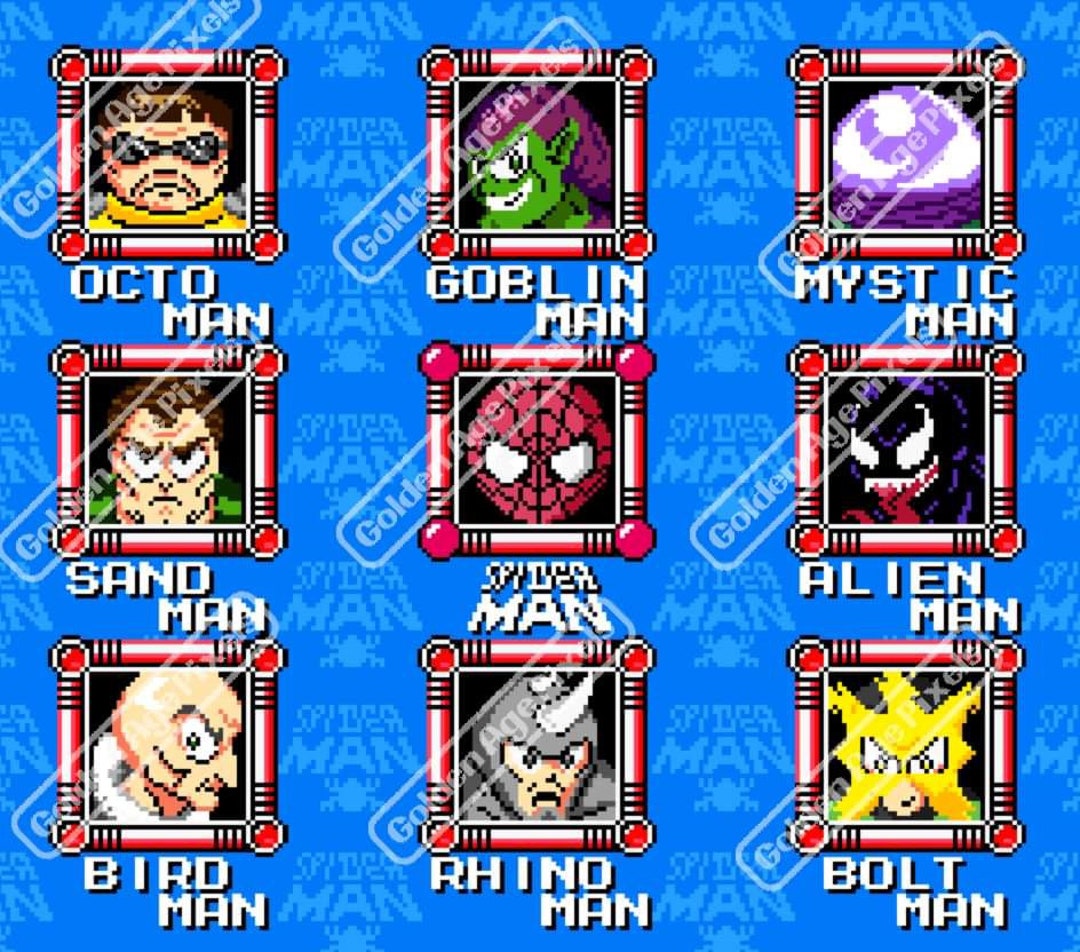 Spider-man X Mega Man Retro Gaming and Comic Pixel Art Poster - Etsy