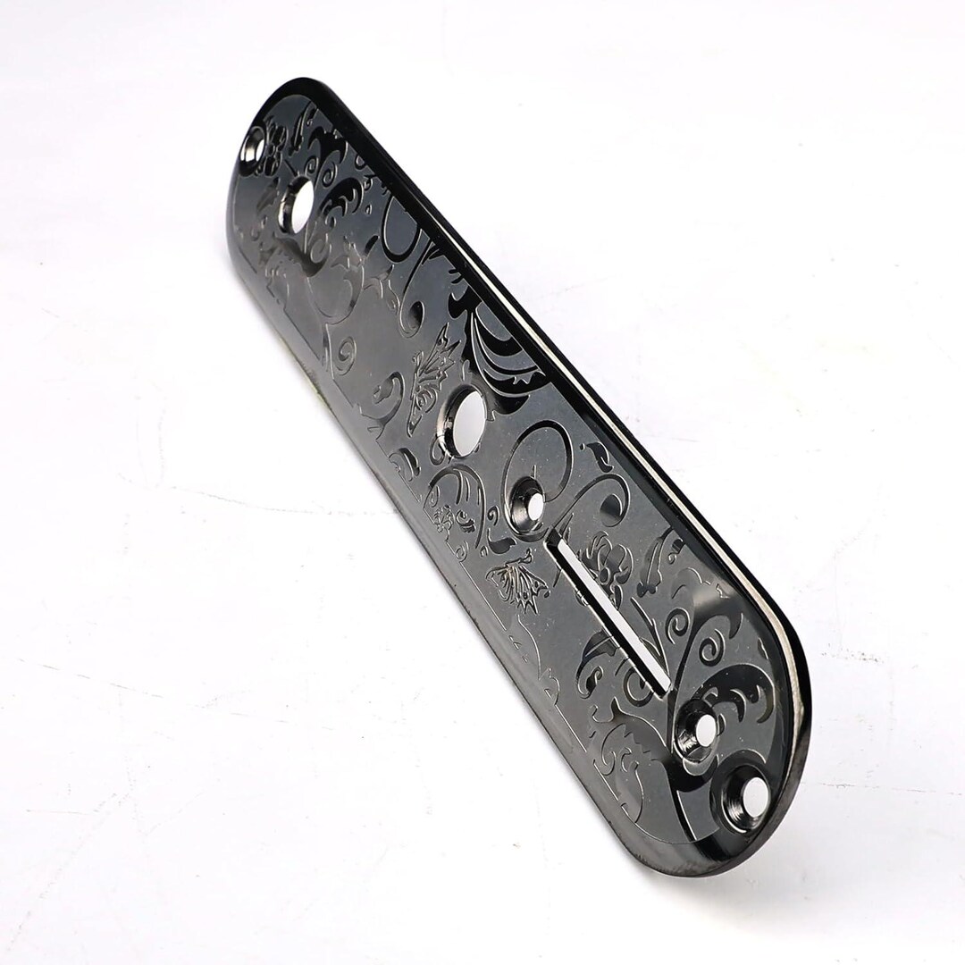 Fender Telecaster Stainless Steel Engraved Control Plate - Black ...