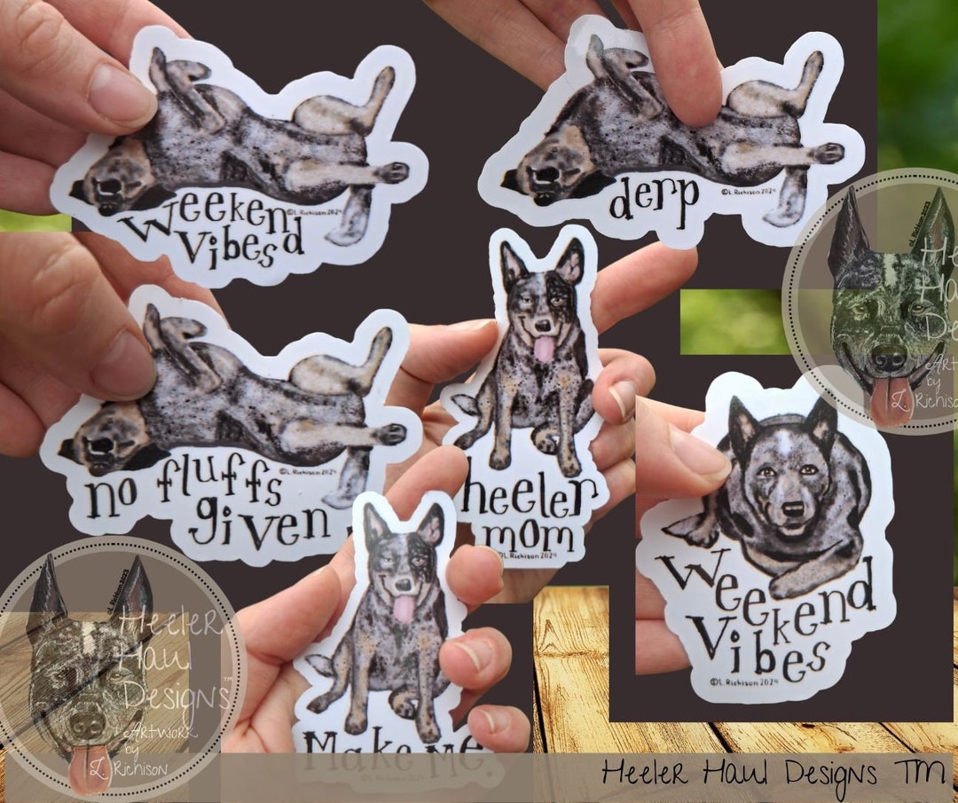Heeler Decal Sticker Set, 6 Water-resistant Stickers for Water Bottles ...