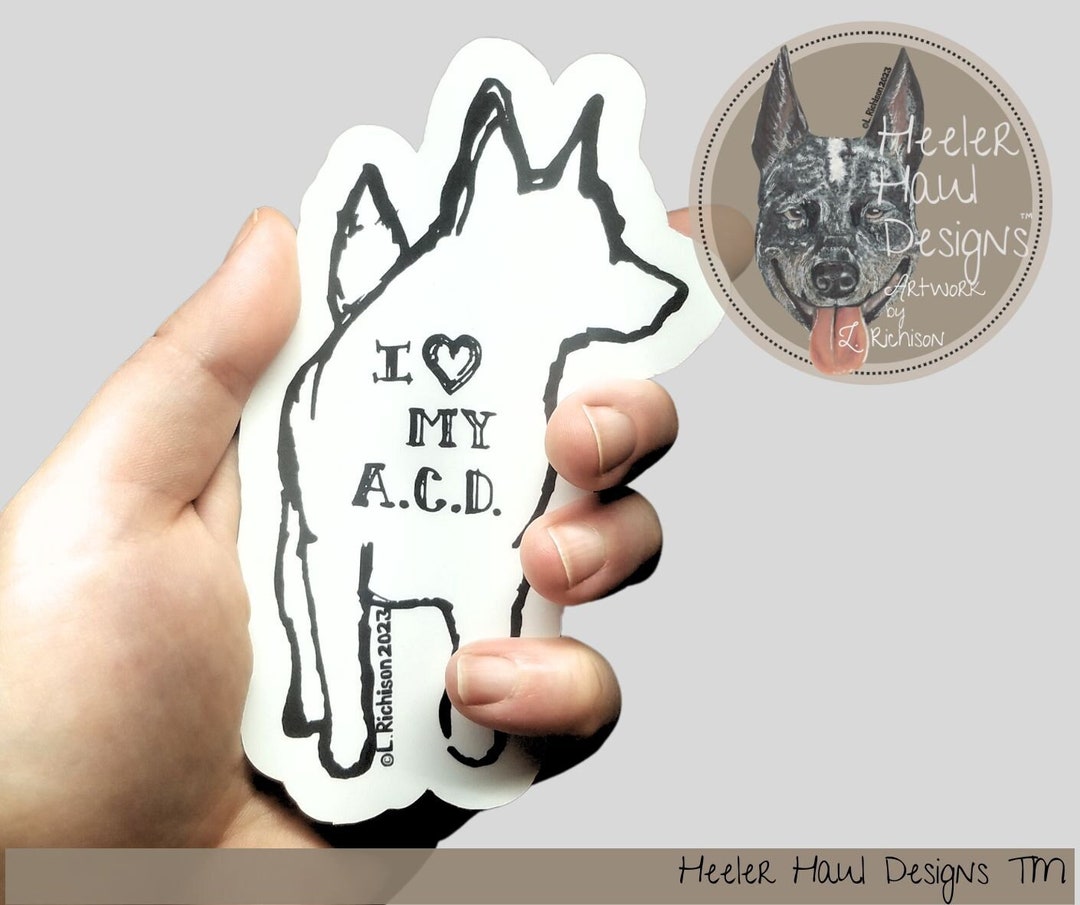 Heeler Decal, Australian Cattle Dog Decal, Blue Heeler Car Decal, Red ...