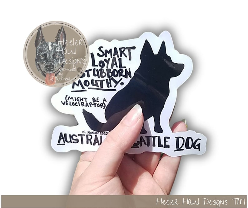 Heeler Decal, Velociraptor Heeler Decal, Australian Cattle Dog Decal ...