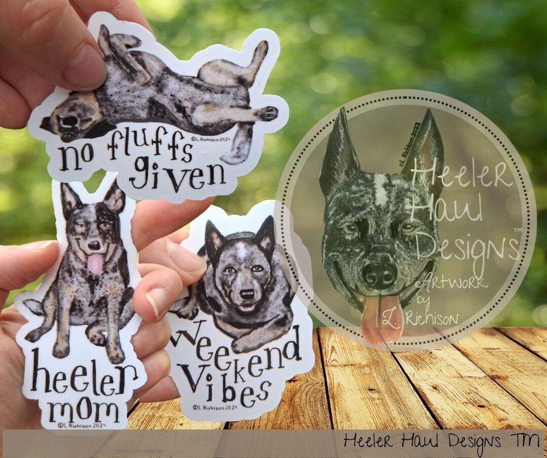 Heeler Decal Sticker Set, 3 Water-resistant Stickers for Water Bottles ...
