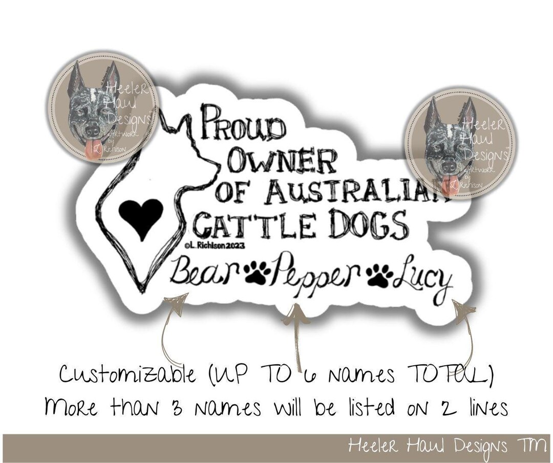 Custom HEELER Decal CUSTOMIZABLE, Proud Owner Australian Cattle Dogs ...