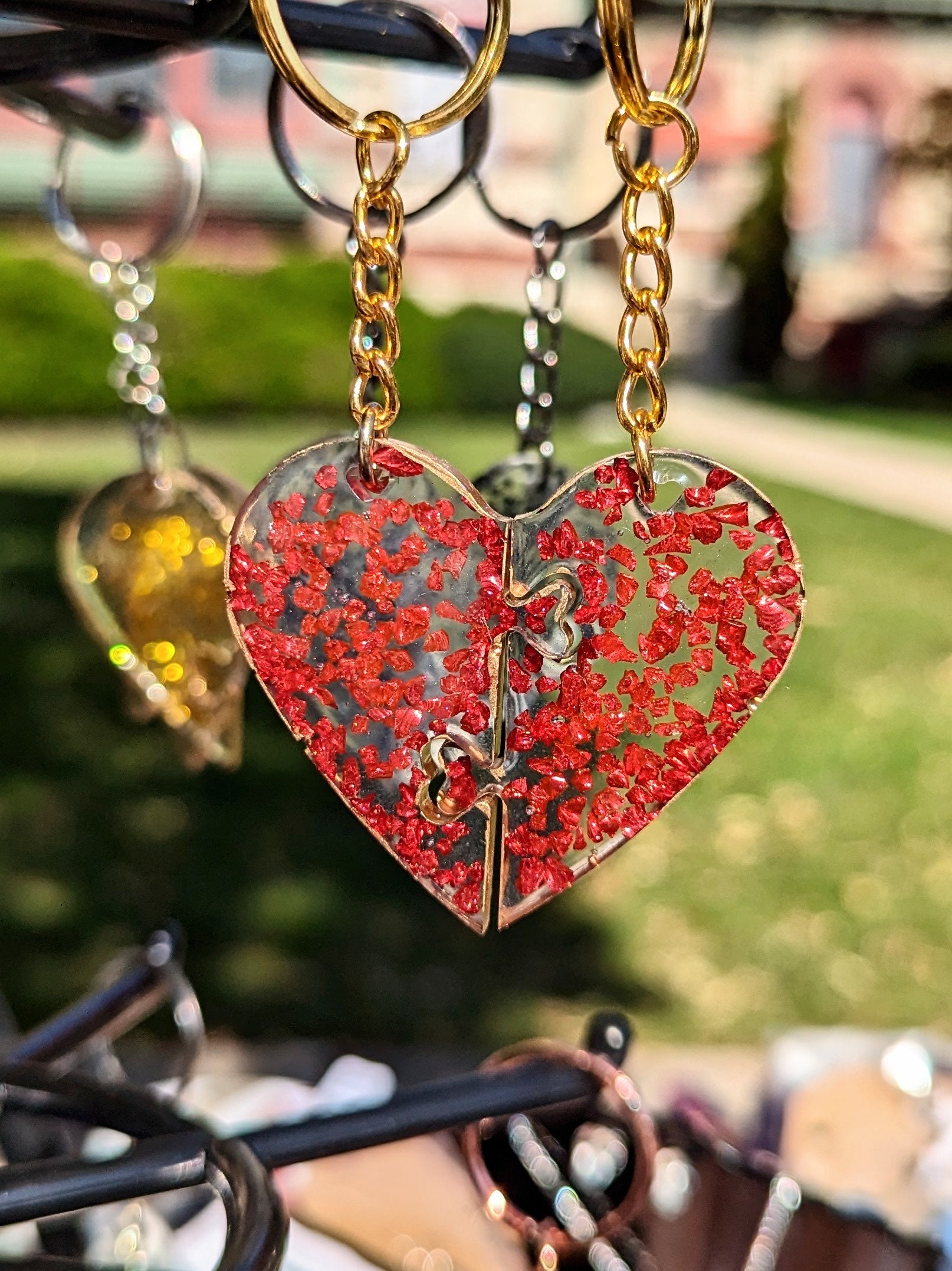 Handmade Resin Couple Heart Keychains - Etsy