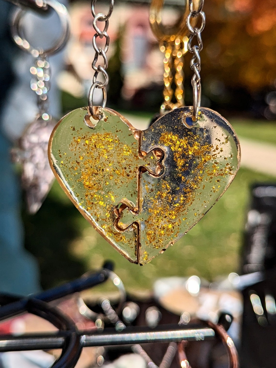 Handmade Resin Couple Heart Keychains - Etsy