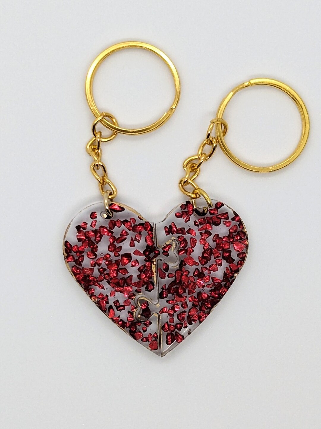 Handmade Resin Couple Heart Keychains - Etsy