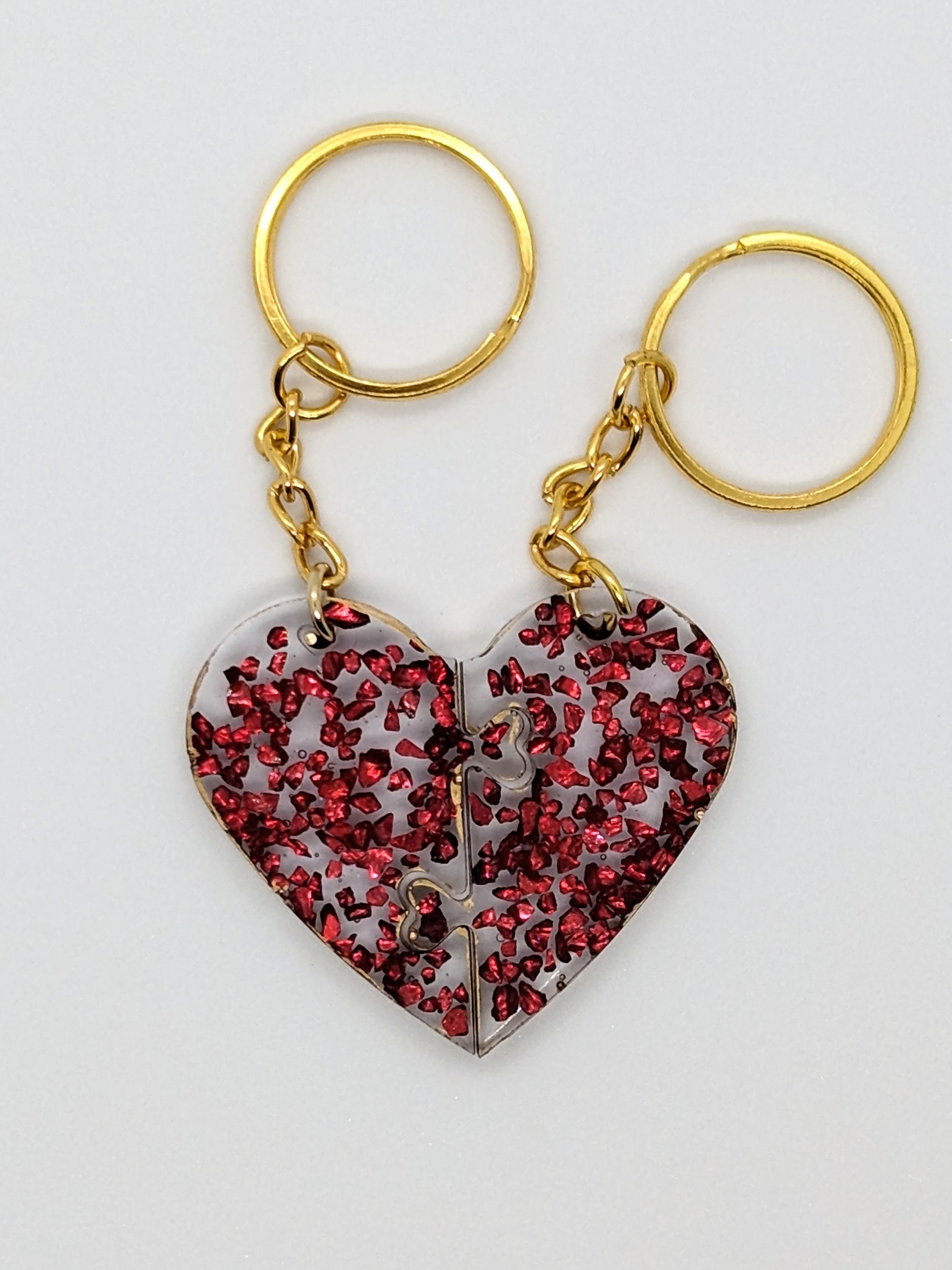 Handmade Resin Couple Heart Keychains - Etsy