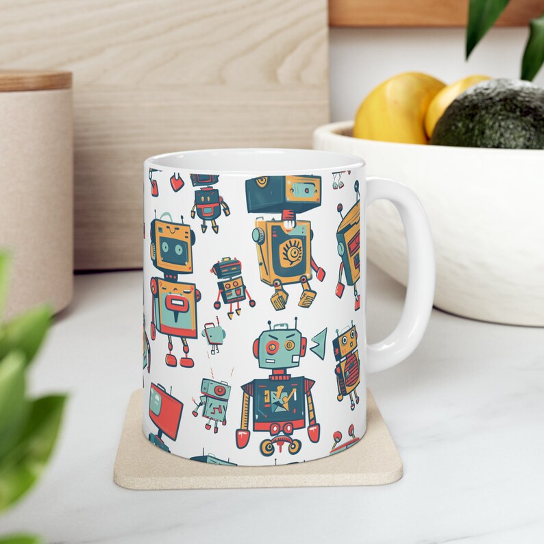 Robot Design Coffee Mug Animated Robot Cup Cute Robot Mug Robotics Gift ...