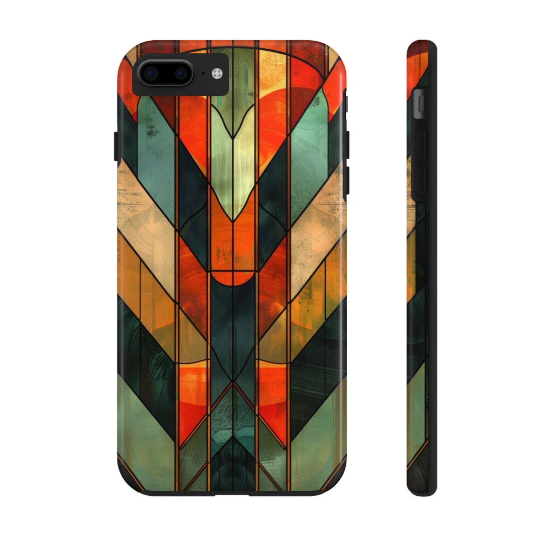 Noir Art Deco Colorful Stained Glass Durable Dual Layer iPhone Case ...