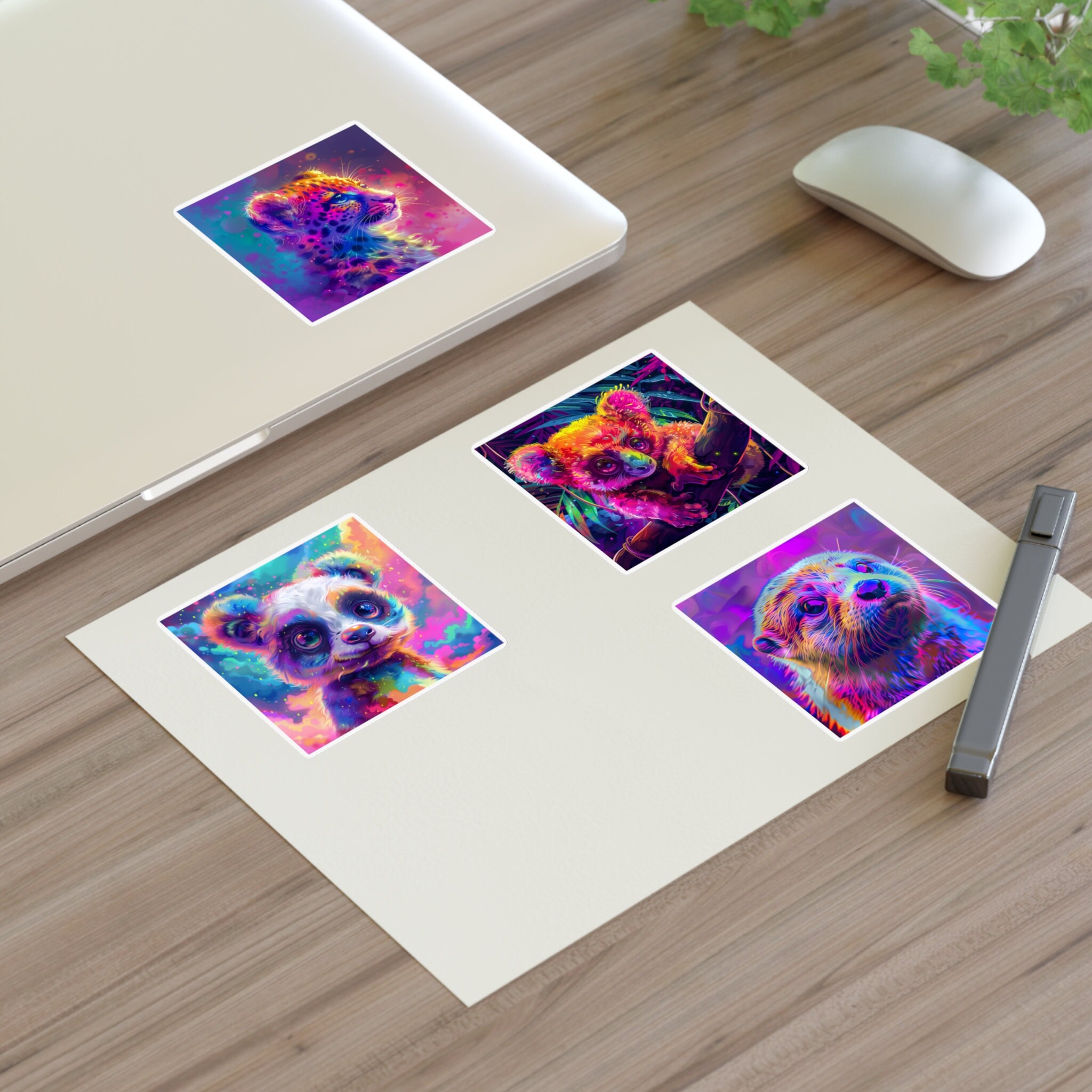 Lisa Frank Style Dreamy Animals Collection: Panda, Leopard, Otter ...