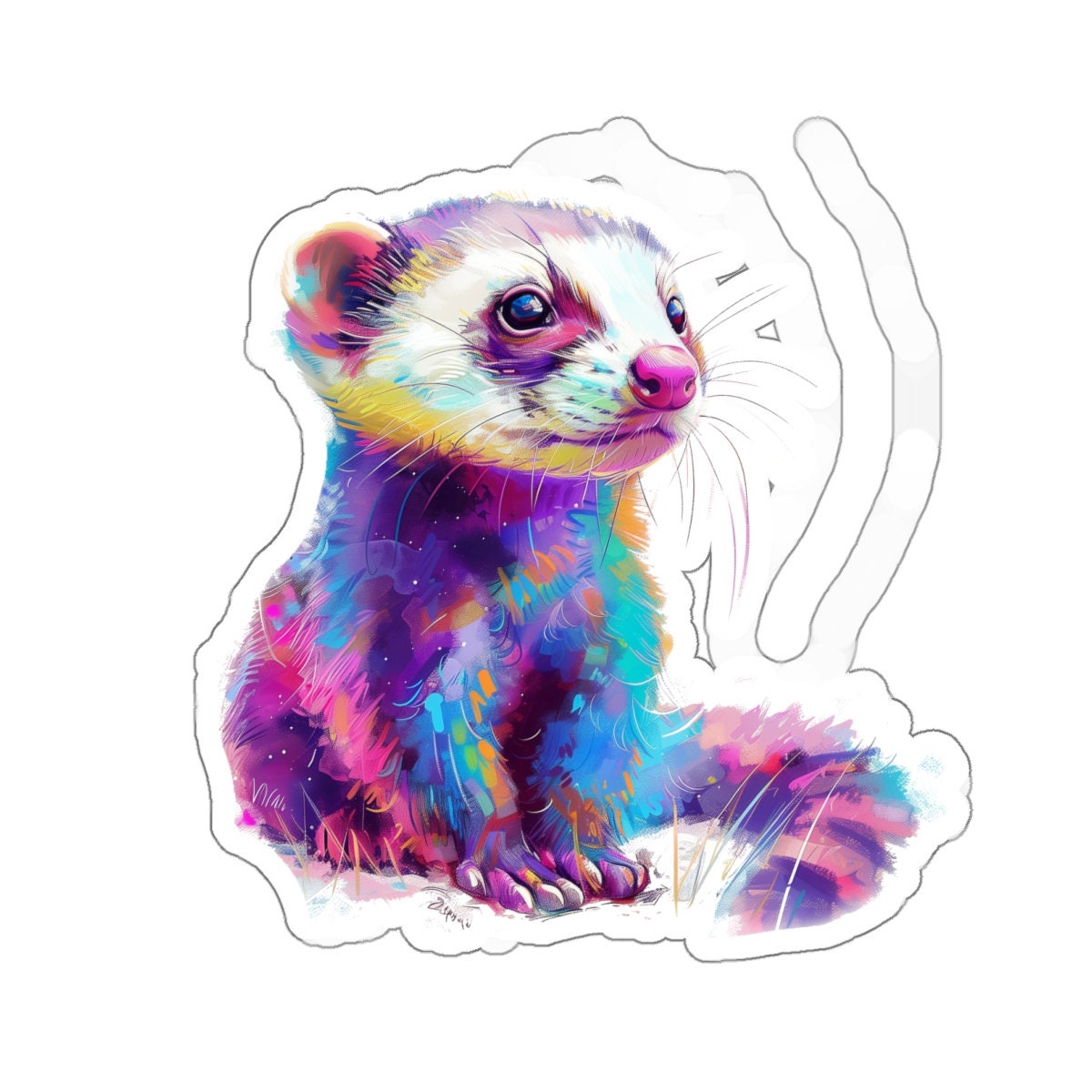 Lisa Frank Inspired Ferret Sticker Decals in Whimsical Style Cute ...