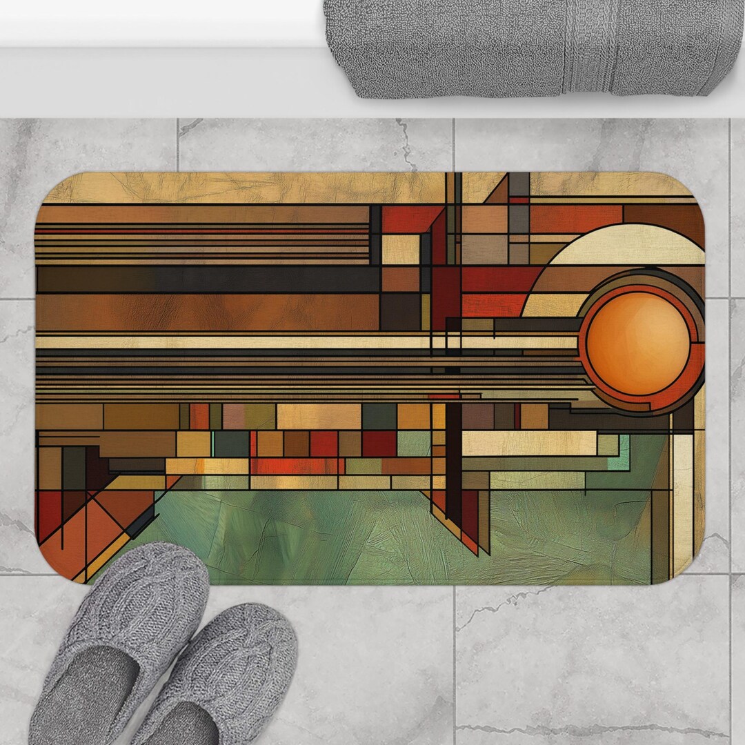 Art Deco Prairie Style Bath Mat Frank Lloyd Wright Geometric Home Decor ...